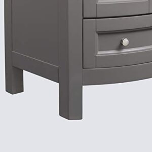 RUNFINE RFVA0069G 24 inch Wide All Wood Modern Gray Vanity with vitreous China top, 2 Doors and 1 Slow Close Arch Drawer