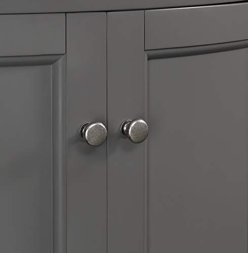 RUNFINE RFVA0069G 24 inch Wide All Wood Modern Gray Vanity with vitreous China top, 2 Doors and 1 Slow Close Arch Drawer