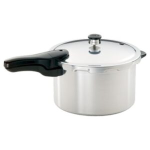 strong, heavy-gauge aluminum pressure cooker, 8-quart liquid capacity