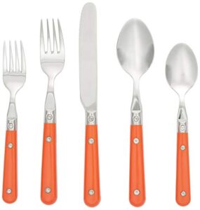 ginkgo international le prix 20-piece stainless steel flatware place setting, persimmon, service for 4