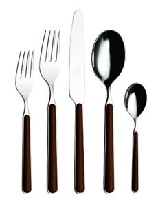 mepra 10i722005 fantasia chocolate 5-piece durable 18/10 stainless steel european and american style flatware cutlery set for fine dining, dishwasher safe - service for 1