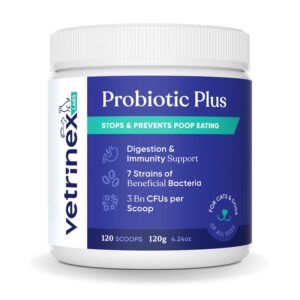 vetrinex labs coprophagia poop eating deterrent & prevention, stop & prevent stool eating treatment - probiotics for dogs, cats and puppies - forbids dog from eating poop - probiotic powder (120 gms)