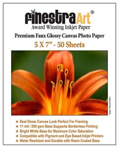 5" x 7" canvas textured premium inkjet photo paper - 50 sheets