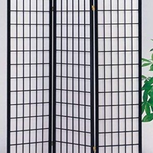 GTU Furniture Japanese Style 3 Panels Wood Shoji Room Divider Screen Oriental for Home/Office (Black)