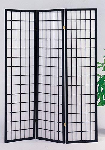 GTU Furniture Japanese Style 3 Panels Wood Shoji Room Divider Screen Oriental for Home/Office (Black)