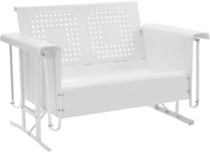 crosley furniture bates loveseat glider - white