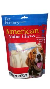 pet factory 28110 4-5" rawhide rolls for dogs. thick beefhide treats. 10 pack