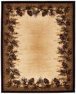 rustic lodge pine cone border brown 8x10 area rug, 7'10x9'10