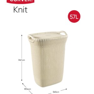 CURVER Strickoptik 57 Liter Clothes Box Knit Rectangular White, 57L Hamper