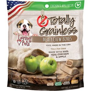 loving pets totally grainless - chicken and apple meaty chew bones for dogs (for small dogs less than 20 lbs), 6oz