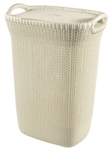 curver strickoptik 57 liter clothes box knit rectangular white, 57l hamper