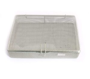 odontomed2011 instrument tray and mesh perforated baskets sterilization tray 9" x 6.25" x 1.5" with lid stainless steel, od2011-dn-313