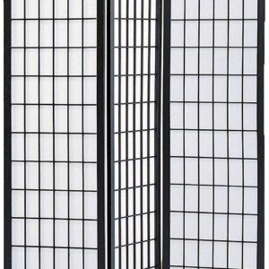 GTU Furniture Japanese Style 3 Panels Wood Shoji Room Divider Screen Oriental for Home/Office (Black)