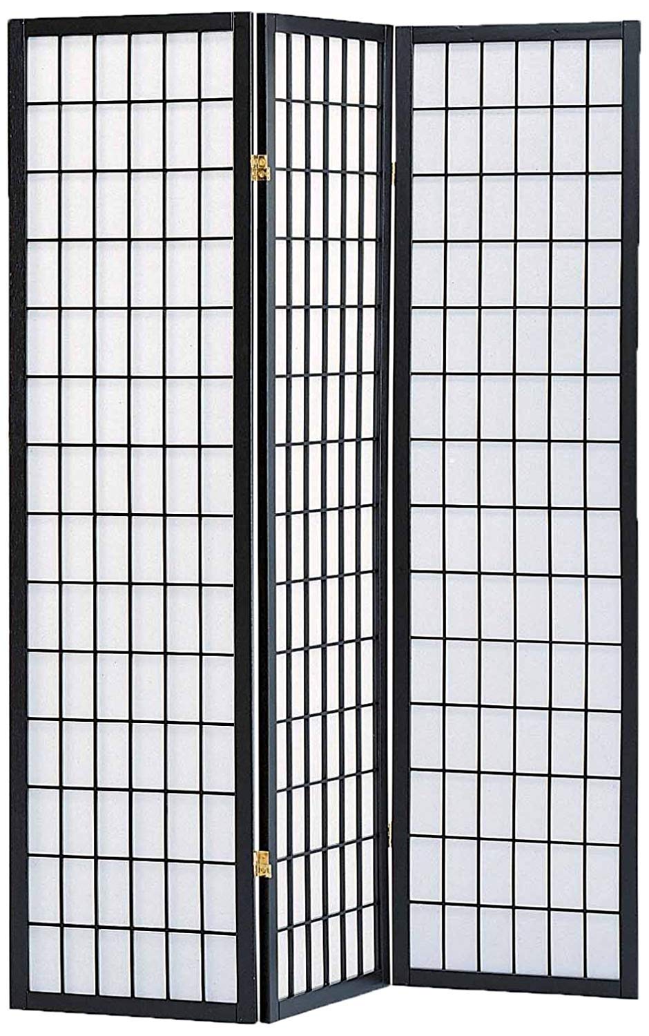 GTU Furniture Japanese Style 3 Panels Wood Shoji Room Divider Screen Oriental for Home/Office (Black)