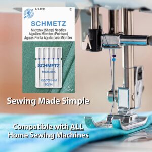 SCHMETZ Microtex Sharp Sewing Machine Needles - Quilting & Topstitching Supplies, Size 80/12, 5-Needle Card, Pack of 5