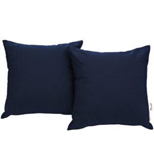 modway summon outdoor patio two all-weather decor throw pillows sunbrella® fabric in navy