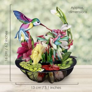 SANTORO Pirouette, 3D Pop Up Greeting Card - Hummingbirds - For Her, Mom, Wife, Sister, Daughter, Birthday, Bird Lovers | Thank You Cards For Teacher | Get Well Soon Card