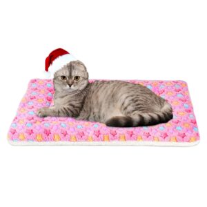 mora pets cat bed dog crate pad ultra soft pet bed with cute star print washable crate mat for small dogs and indoor cats reversible fleece dog kennel pad cat carrier mat 14 x 17.5 inch pink