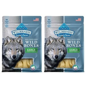 blue wilderness grain free wild bones dental chews (2 pack) - large