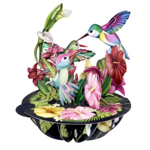 santoro pirouette, 3d pop up greeting card - hummingbirds - for her, mom, wife, sister, daughter, birthday, bird lovers | thank you cards for teacher | get well soon card