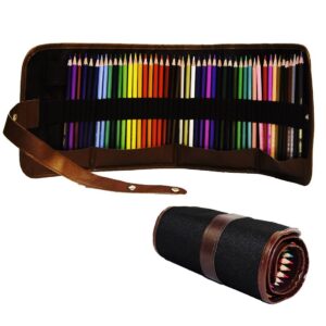 bringsine colored pencils set for adult - 48 colouring pencils leather case bag adult coloring book ideal for christmas gifts