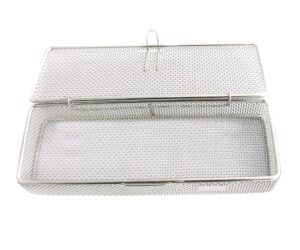 odontomed2011 instrument tray and mesh perforated baskets sterilization tray 9" x 3" x 1" with lid stainless steel, od2011-dn-312