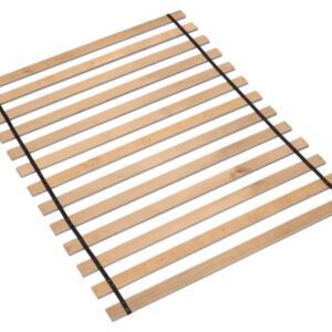 Signature Design by Ashley Wooden Mattress Support Bunkie Board Roll Slat with Nylon Cord, Queen, Beige