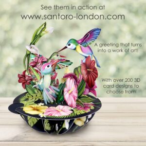 SANTORO Pirouette, 3D Pop Up Greeting Card - Hummingbirds - For Her, Mom, Wife, Sister, Daughter, Birthday, Bird Lovers | Thank You Cards For Teacher | Get Well Soon Card