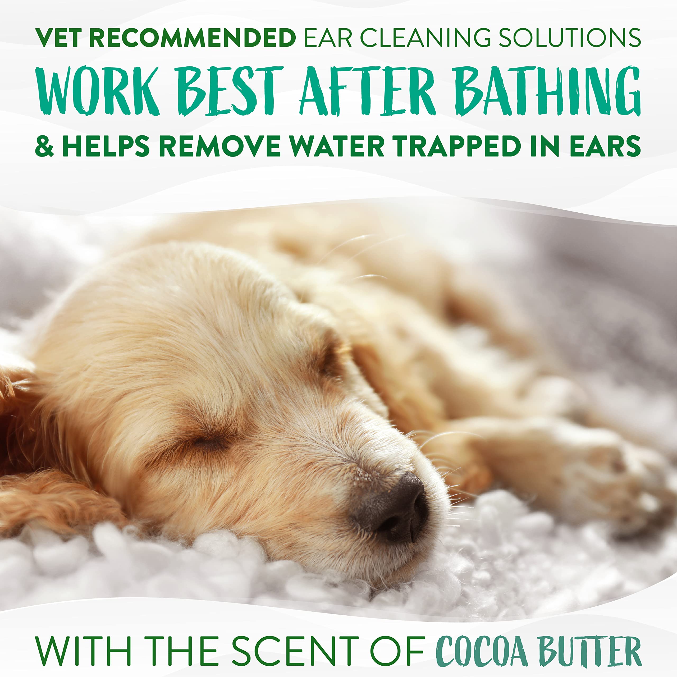 TropiClean Cocoa Butter Ear Wash for Dogs & Cats | Alcohol Free Dog Ear Cleaner Solution | Pet Ear Wash Derived from Natural Ingredients | Made in the USA | 4 oz.