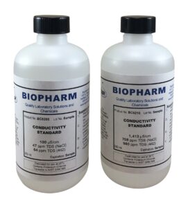 conductivity standard 2-pack — 250 ml (8.4 fl oz) each: 100 μs and 1413 μs — nist traceable — for 2-point calibration