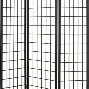 GTU Furniture Japanese Style 3 Panels Wood Shoji Room Divider Screen Oriental for Home/Office (Black)