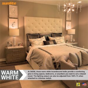 Sunlite 40135 G16 Globe Incandescent Light Bulbs, 25 Watts, Medium Base (E26), 120 Volt, Dimmable, 180 Lumens, Title 20 Approved, 2600K Warm White, Clear, 12 Count