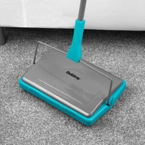 Beldray LA024855TQ Carpet Sweeper - Manual Floor Cleaner, Roller to Clean Carpets and Hard Floors, Pet Fur Remover, Easy Use, Brush Comb to Remove Dirt/Hair from Bristles, Thin & Compact, Lightweight