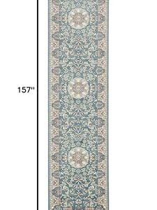 Unique Loom Narenj Collection Classic Traditional Medallion Design Area Rug, 3 ft x 13 ft, Blue/Tan