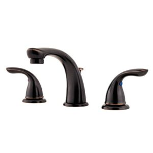 pfister lg149610y pfirst series 2-handle 8" widespread bathroom faucet in tuscan bronze, 8 inch