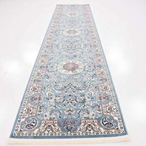 Unique Loom Narenj Collection Classic Traditional Medallion Design Area Rug, 3 ft x 13 ft, Blue/Tan