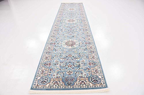 Unique Loom Narenj Collection Classic Traditional Medallion Design Area Rug, 3 ft x 13 ft, Blue/Tan