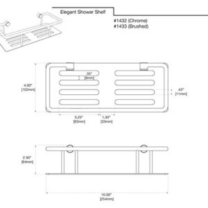 Gatco 1433 Elegant Shower Shelf, 10", Brushed