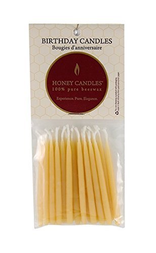 Honey Candles 100% Pure Beeswax Birthday Candles (Pack of 20 Natural Color, 3 Inch Tall)