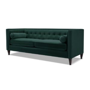 jennifer taylor home jack 84" modern tuxedo tufted sofa, hunter green performance velvet