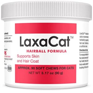 laxacat hairball formula for cats - supports skin & hair coat, vitamin, mineral oil - healthy coat - regular bowel movement - natural ingredients - 90 soft chew