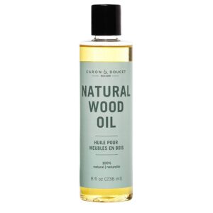 caron & doucet - natural wood conditioning oil - 100% plant based wood conditioning and polishing oil - orange scented - suitable for natural wood furniture (8oz)