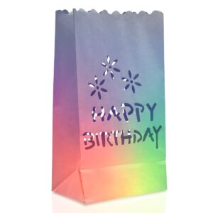 FlashingBlinkyLights Happy Birthday Luminary Bags for LED Candles (Pack of 24)