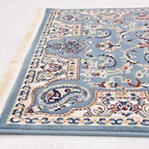 Unique Loom Narenj Collection Classic Traditional Medallion Design Area Rug, 3 ft x 13 ft, Blue/Tan