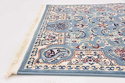 Unique Loom Narenj Collection Classic Traditional Medallion Design Area Rug, 3 ft x 13 ft, Blue/Tan