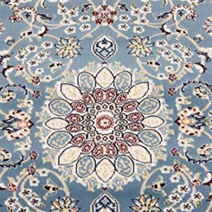 Unique Loom Narenj Collection Classic Traditional Medallion Design Area Rug, 3 ft x 13 ft, Blue/Tan