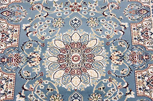 Unique Loom Narenj Collection Classic Traditional Medallion Design Area Rug, 3 ft x 13 ft, Blue/Tan