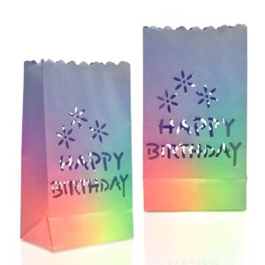 FlashingBlinkyLights Happy Birthday Luminary Bags for LED Candles (Pack of 24)