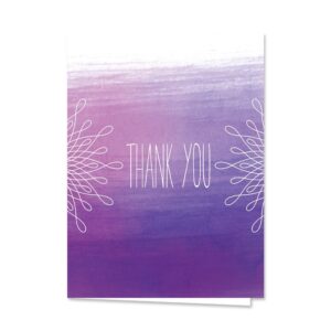 Ombre Watercolor Thank You Note Cards / 36 Greeting Card Set With Envelopes / 6 Colorful Thank You Designs