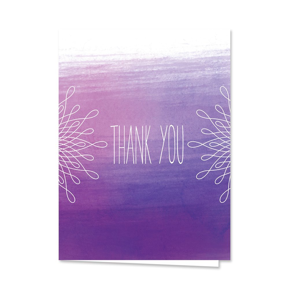 Ombre Watercolor Thank You Note Cards / 36 Greeting Card Set With Envelopes / 6 Colorful Thank You Designs